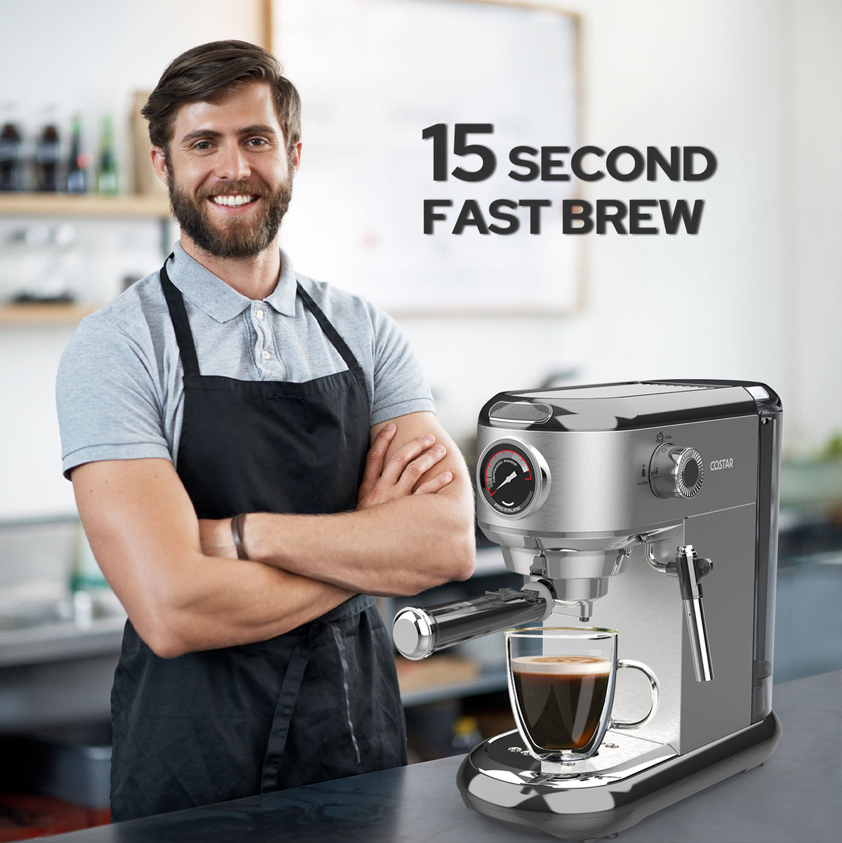 20 Bar Espresso Coffee Machine | Steam Wand for Milk Frothing | Coffee ...